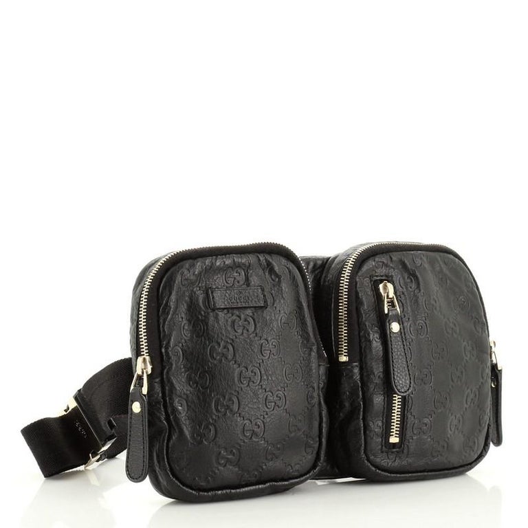 Gucci Double Zip Pocket Waist Bag Guccissima Leather at 1stDibs