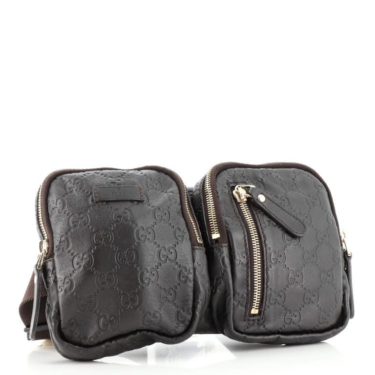 Gucci Double Zip Pocket Waist Bag Guccissima Leather For Sale at 1stDibs