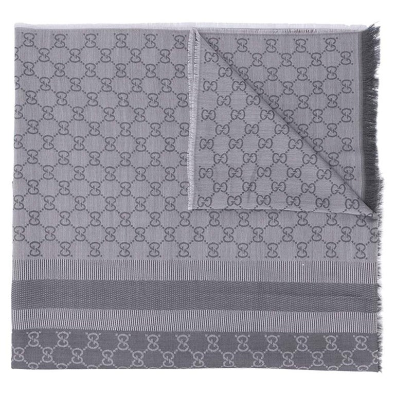 Gucci Dove Grey Monogram Print Scarf at 1stDibs | gucci monogram print ...