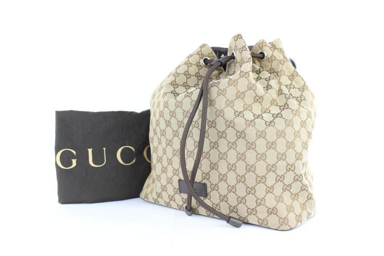 Gucci Drawstring Monogram Gg 3gj0111 Beige Canvas Backpack For Sale at ...