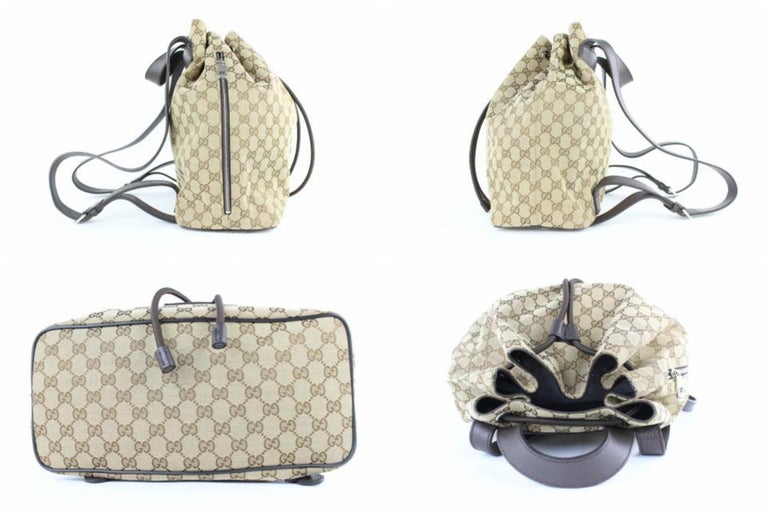 Gucci Drawstring Monogram Gg 3gj0111 Beige Canvas Backpack For Sale at ...