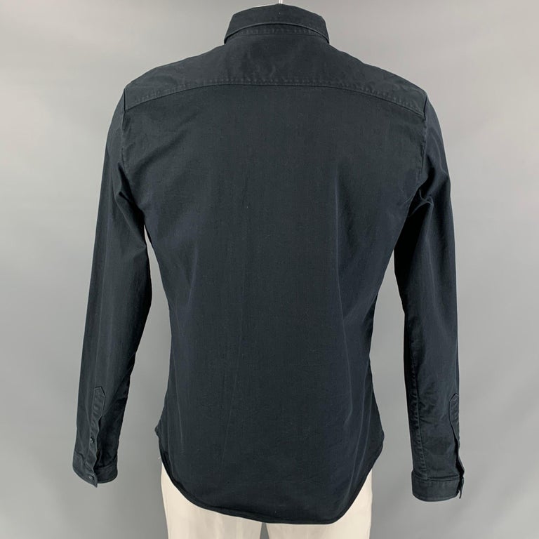 GUCCI Duke Size L Black Twill Button Down Long Sleeve Shirt at 1stDibs