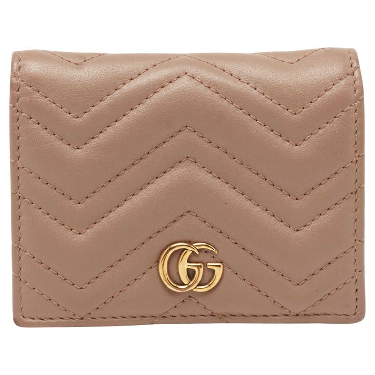 Gucci Dusky Pink Matelassé Leather GG Marmont Card Case For Sale at 1stDibs