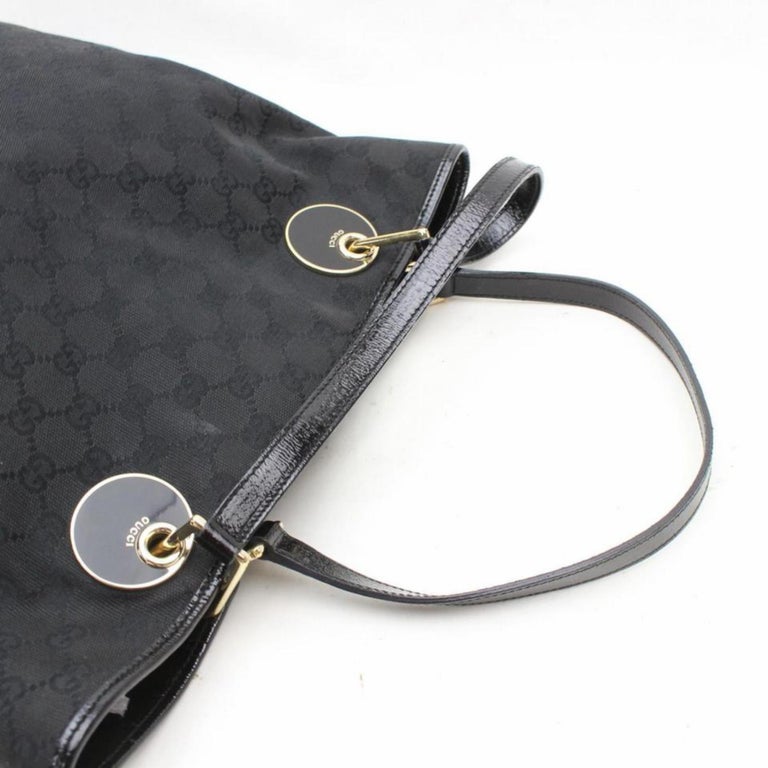 Gucci Eclipse Monogram Signature Shopper 869213 Black Canvas Tote For Sale at 1stDibs