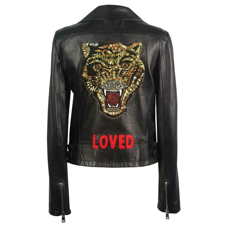 Gucci Embellished Biker Leather Jacket at 1stDibs