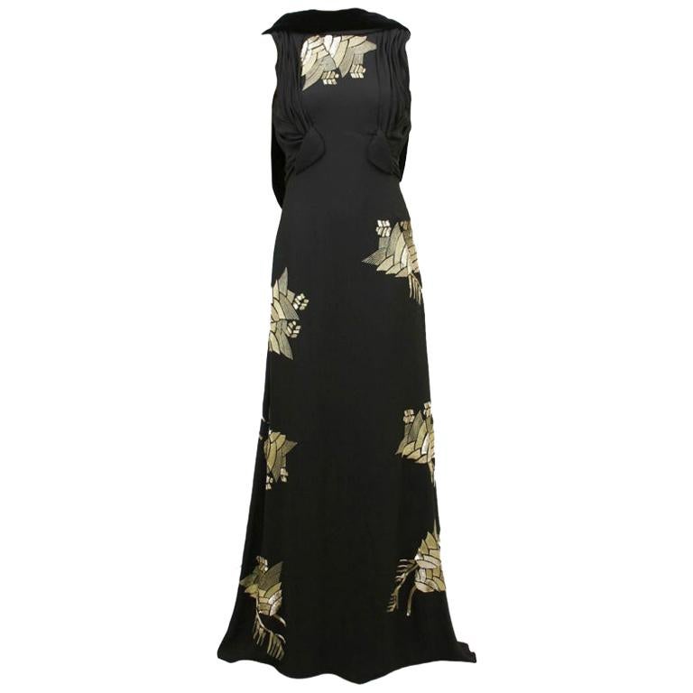 GUCCI Embellished Black Gown at 1stDibs