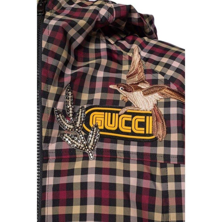 Gucci Embellished Plaid Coat IT40 For Sale at 1stDibs