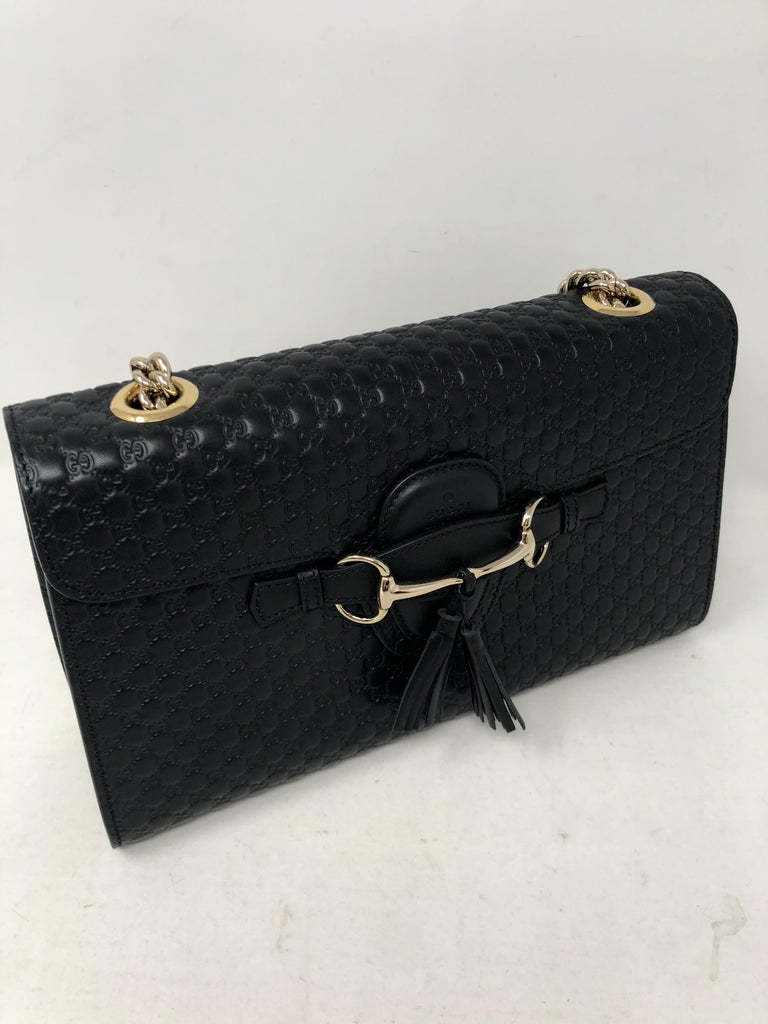 Gucci Embossed Black Leather Bag at 1stDibs