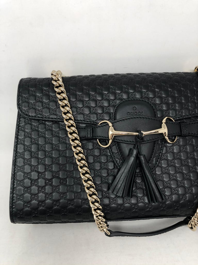Gucci Embossed Black Leather Bag at 1stDibs