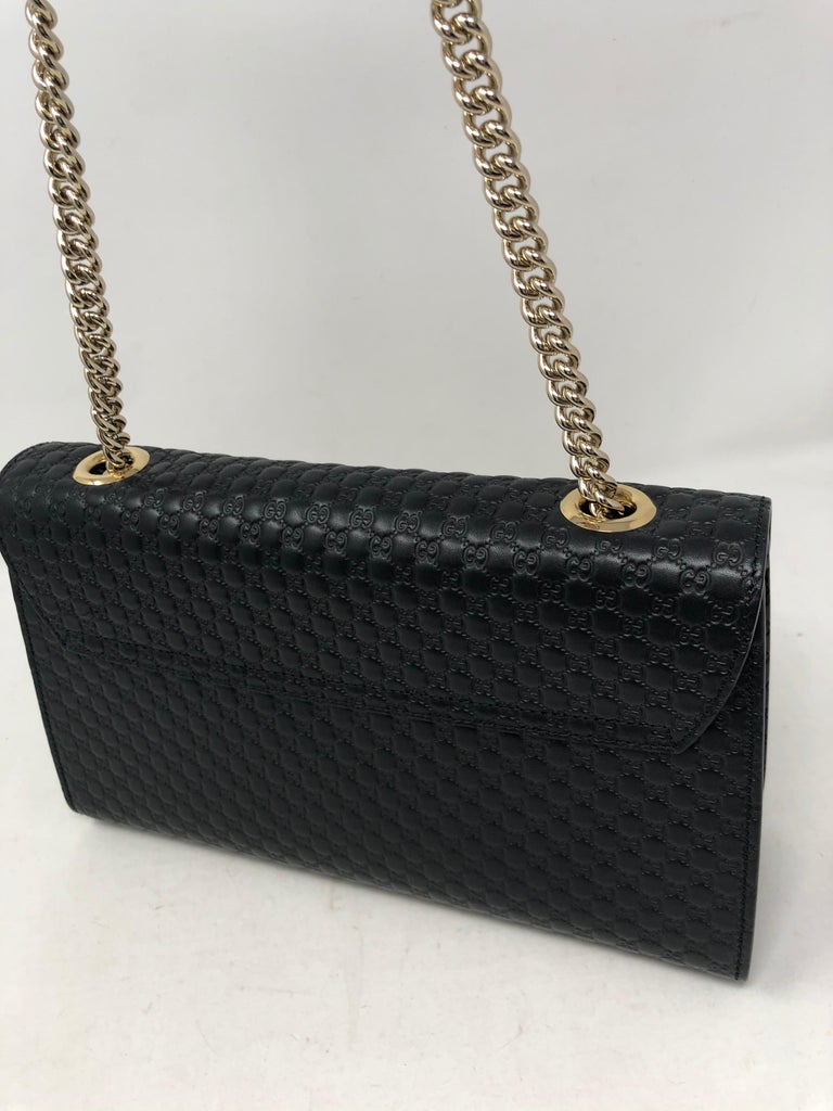 Gucci Embossed Black Leather Bag at 1stDibs