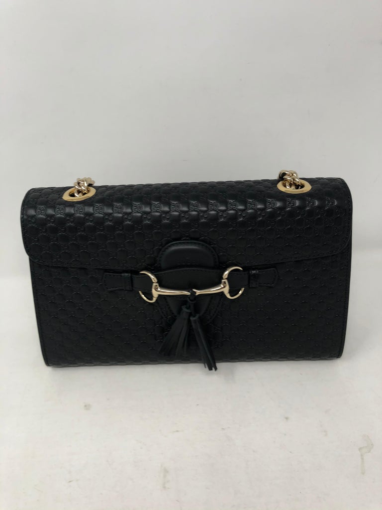 Gucci Embossed Black Leather Bag at 1stDibs