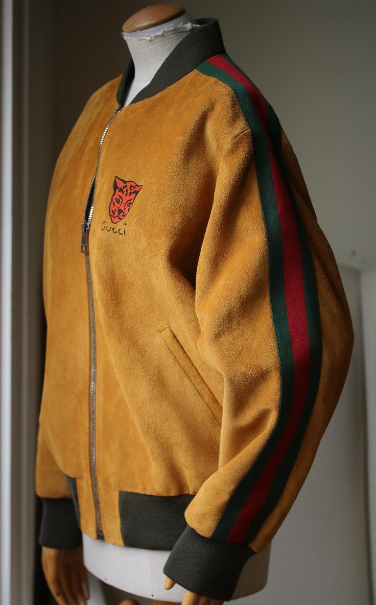 Gucci Embroidered Suede Bomber Jacket at 1stDibs | gucci suede bomber