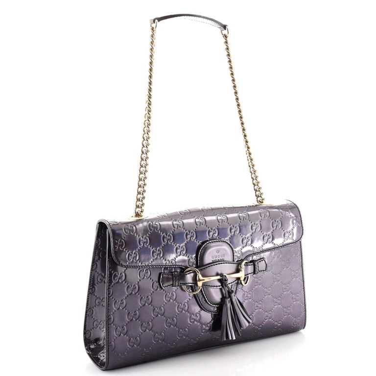 Gucci Emily Chain Flap Bag Guccissima Patent Medium For Sale at 1stDibs