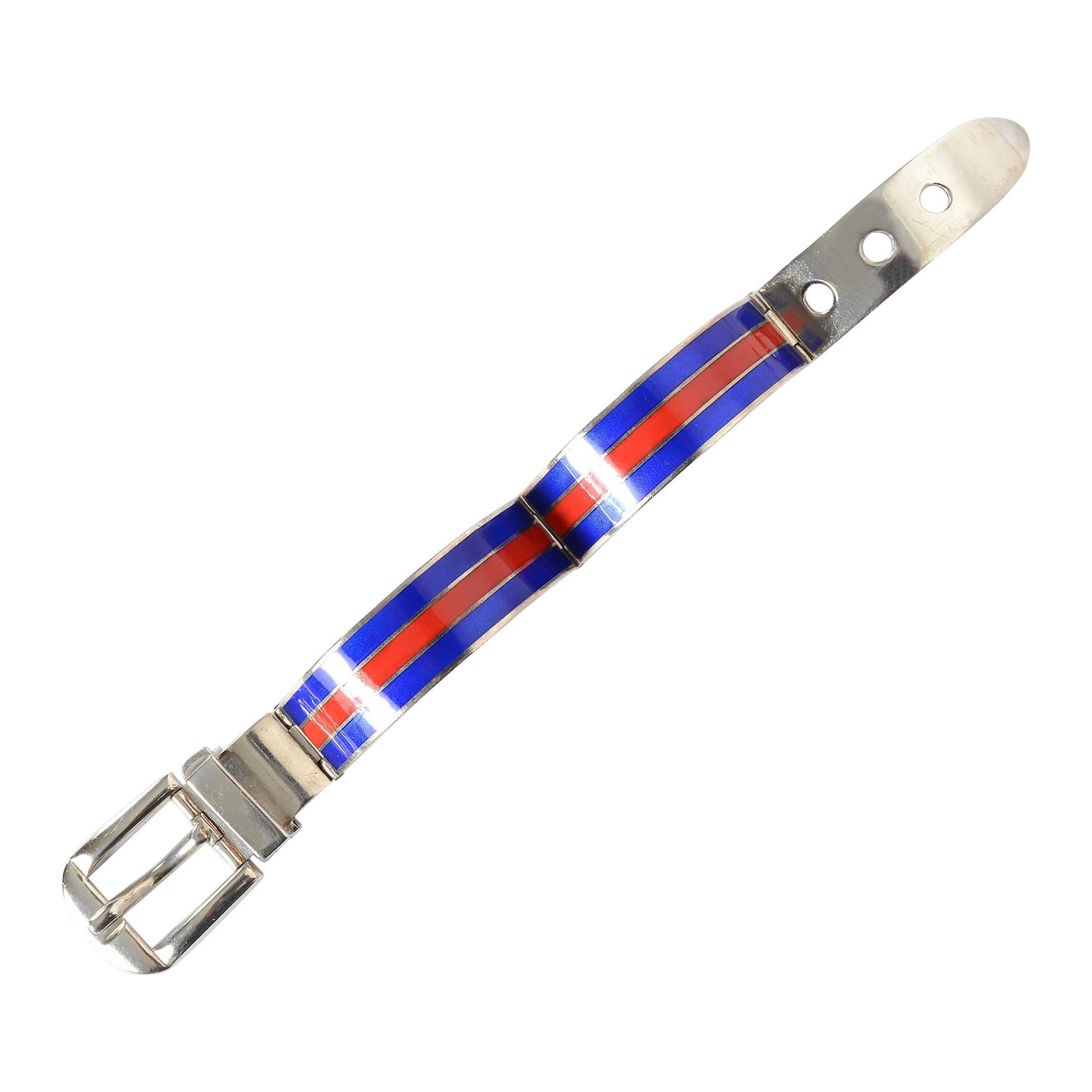 Victorian Royal Blue Enamel and Pearl Buckle Bracelet at 1stDibs