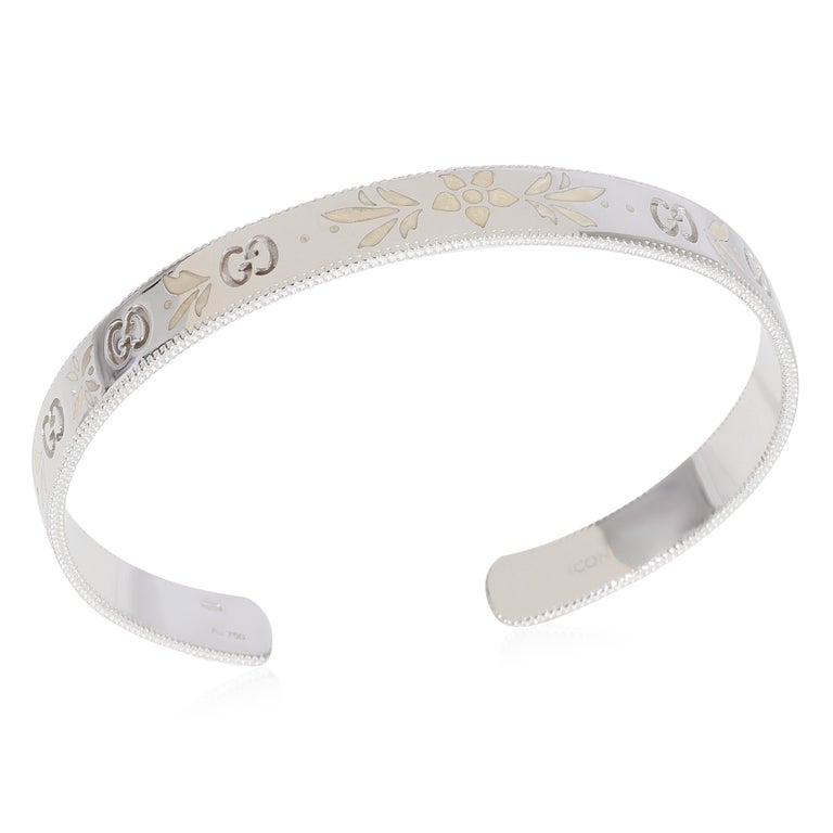 Gucci Enamel Mystic Blooms Cuff in 18k White Gold For Sale at 1stDibs