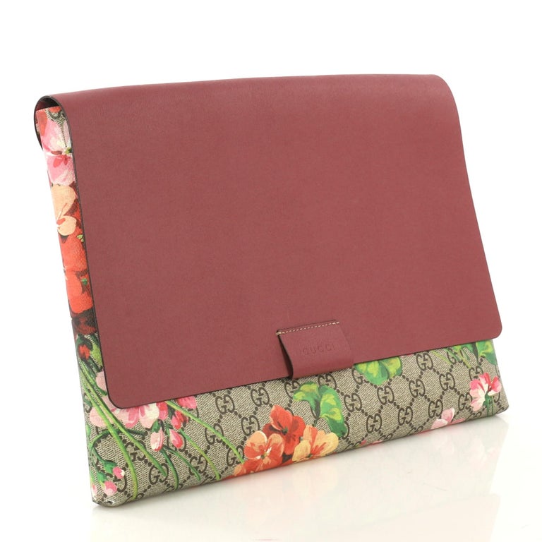 Gucci Envelope Clutch Blooms Print GG Coated Canvas and Leather Large ...