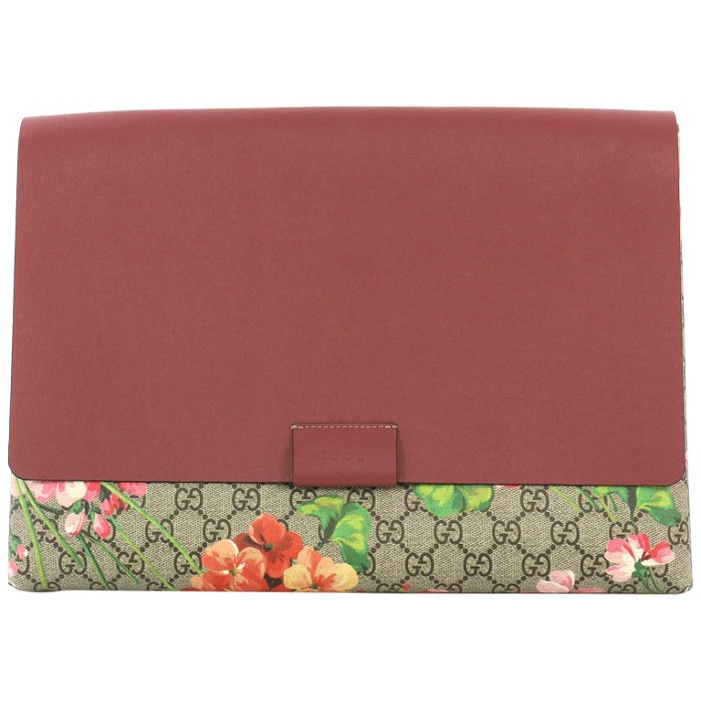 Gucci Envelope Clutch Blooms Print GG Coated Canvas and Leather Large ...