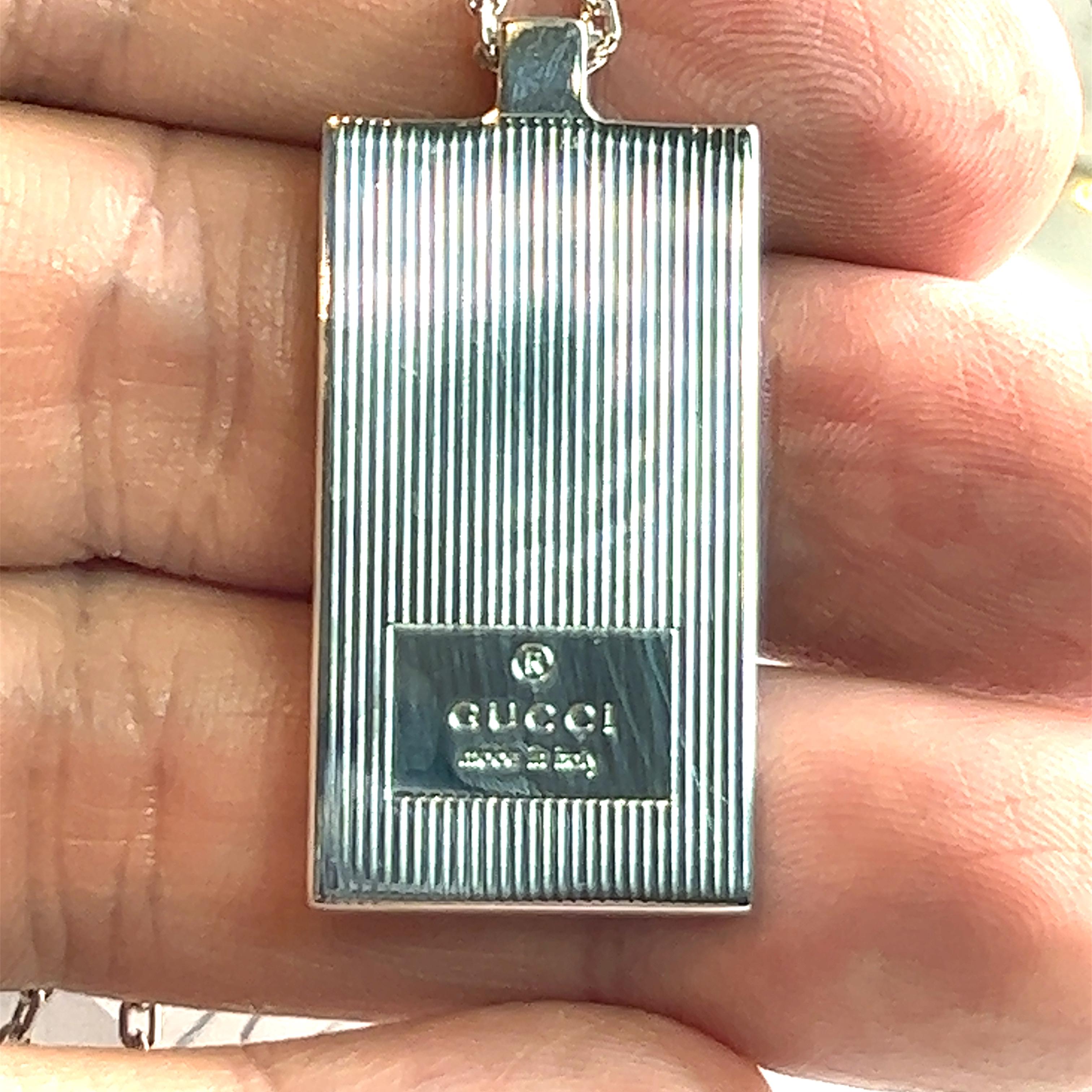 Gucci Estate Pendant Necklace 19" Silver For Sale at 1stDibs