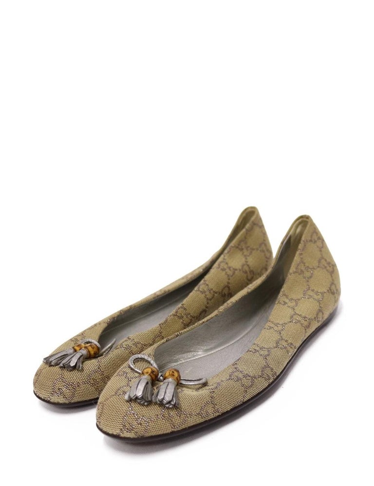Gucci EU 36 GG Monogram Ballet Flats For Sale at 1stDibs