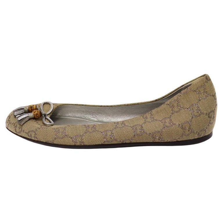 Gucci EU 36 GG Monogram Ballet Flats For Sale at 1stDibs