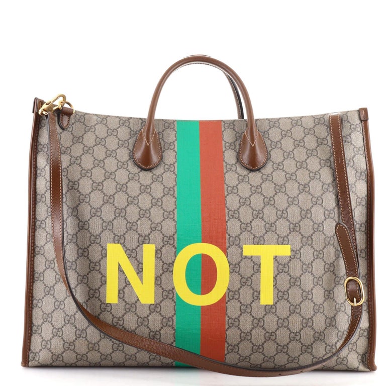 Gucci Fake/Not Convertible Open Tote Printed GG Coated Canvas Large at ...