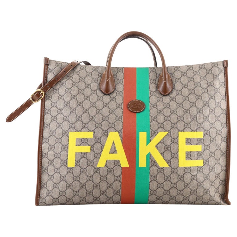 Gucci Fake/Not Convertible Open Tote Printed GG Coated Canvas Large at ...