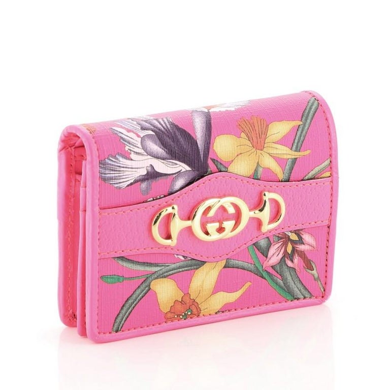 Gucci Flap Card Case Flora Leather at 1stDibs