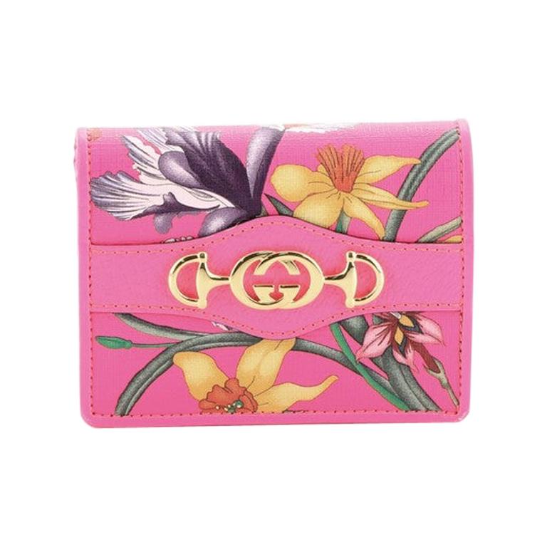 Gucci Flap Card Case Flora Leather at 1stDibs