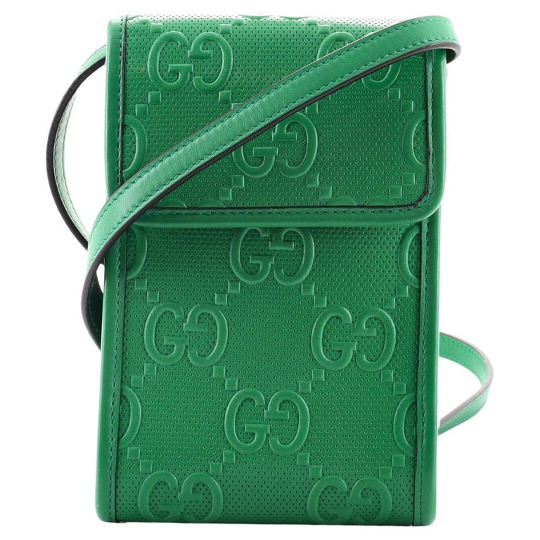 Gucci Flap Crossbody Bag GG Embossed Perforated Leather Mini at 1stDibs