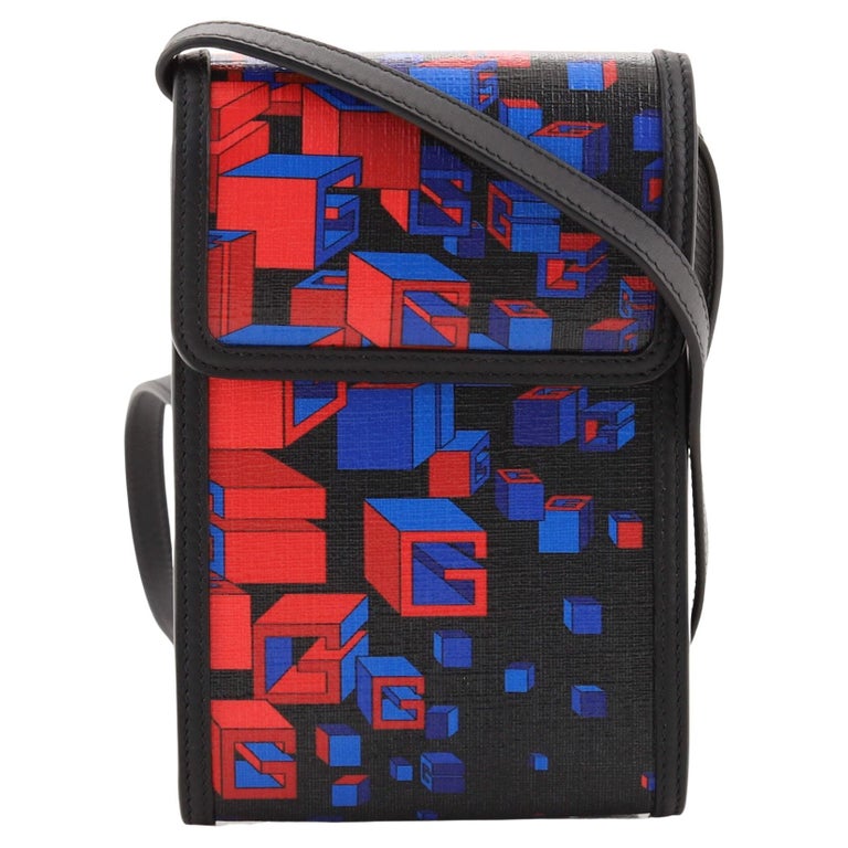 Gucci Flap Crossbody Bag Printed Coated Canvas Mini For Sale at 1stDibs