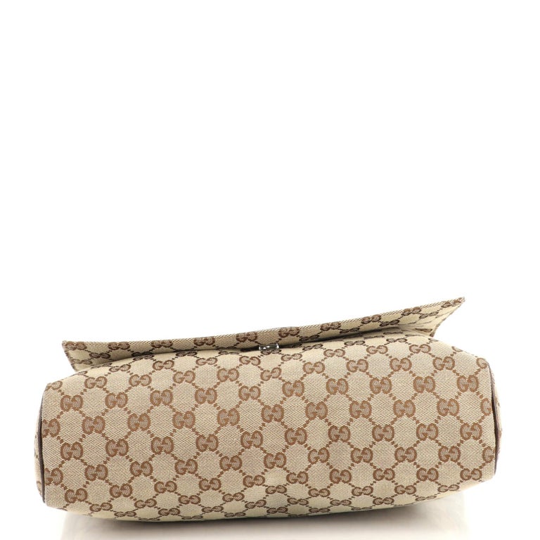 Gucci Flap Messenger Bag GG Canvas Medium For Sale at 1stDibs