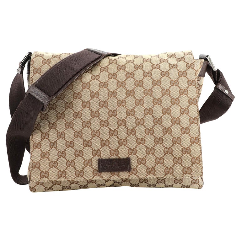 Gucci Flap Messenger Bag GG Canvas Medium For Sale at 1stDibs