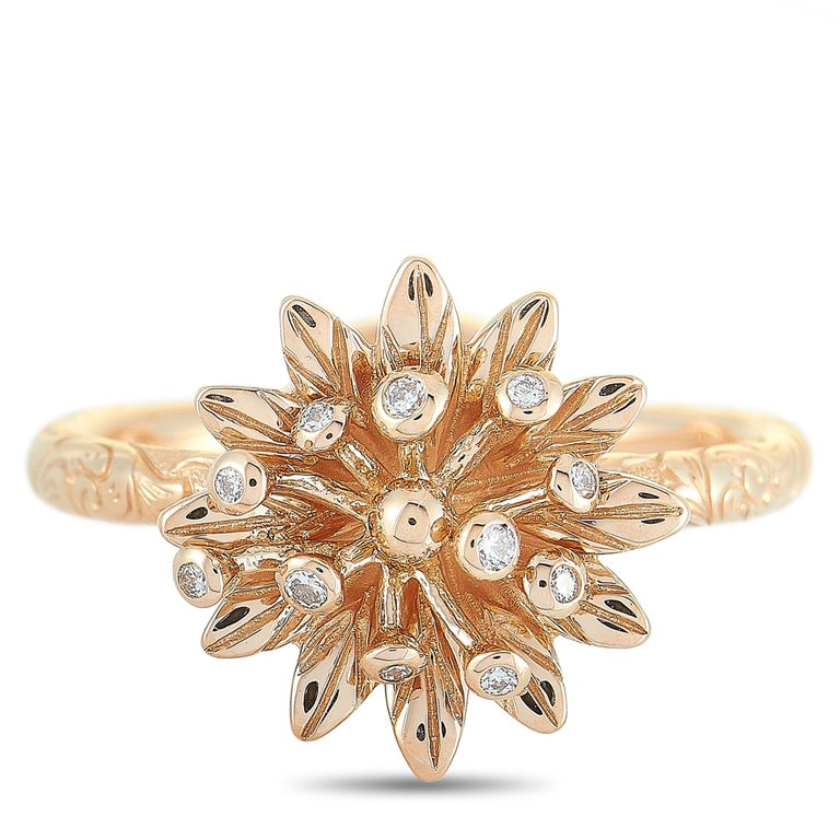 Gucci Flora 18 Karat Rose Gold Diamond Ring at 1stDibs