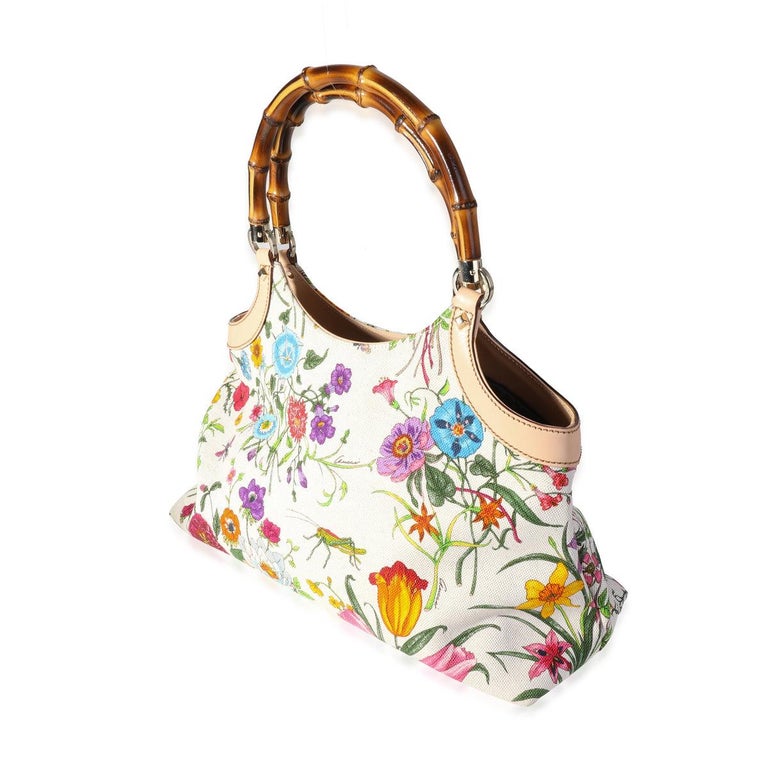 Gucci Flora Bamboo Handle Bag For Sale at 1stDibs
