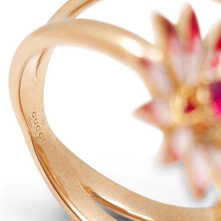 Gucci 'Flora' Butterfly Rose Gold Ring For Sale at 1stDibs