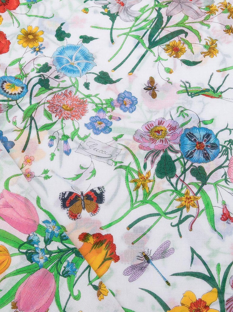 Gucci Flora Large Printed Cotton Shawl Yellow Border at 1stDibs | gucci ...