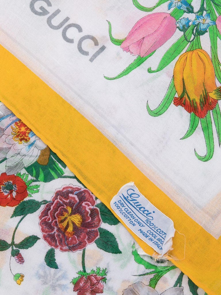 Gucci Flora Large Printed Cotton Shawl Yellow Border at 1stDibs | gucci ...