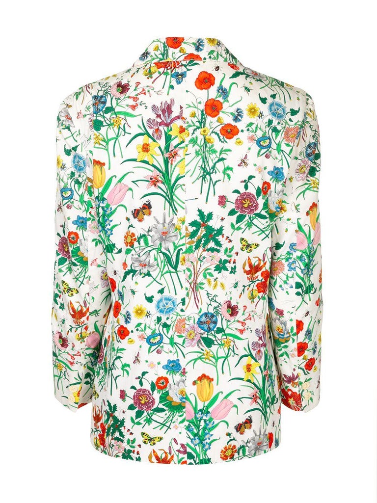 Gucci Flora Printed Cotton Blazer Jacket For Sale at 1stDibs