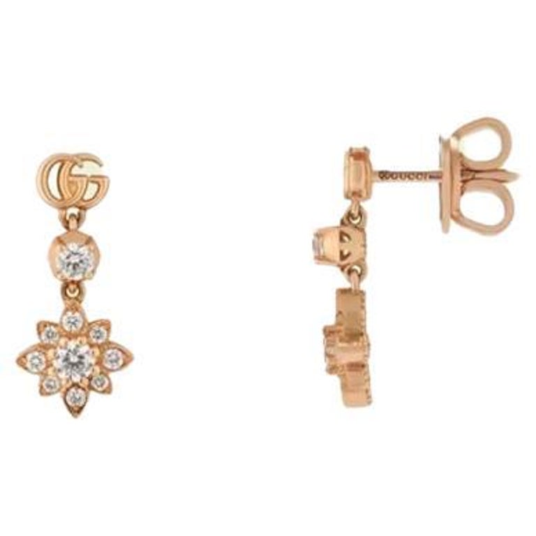 Gucci Flora Rose Gold Drop Earrings YBD702691001 For Sale at 1stDibs