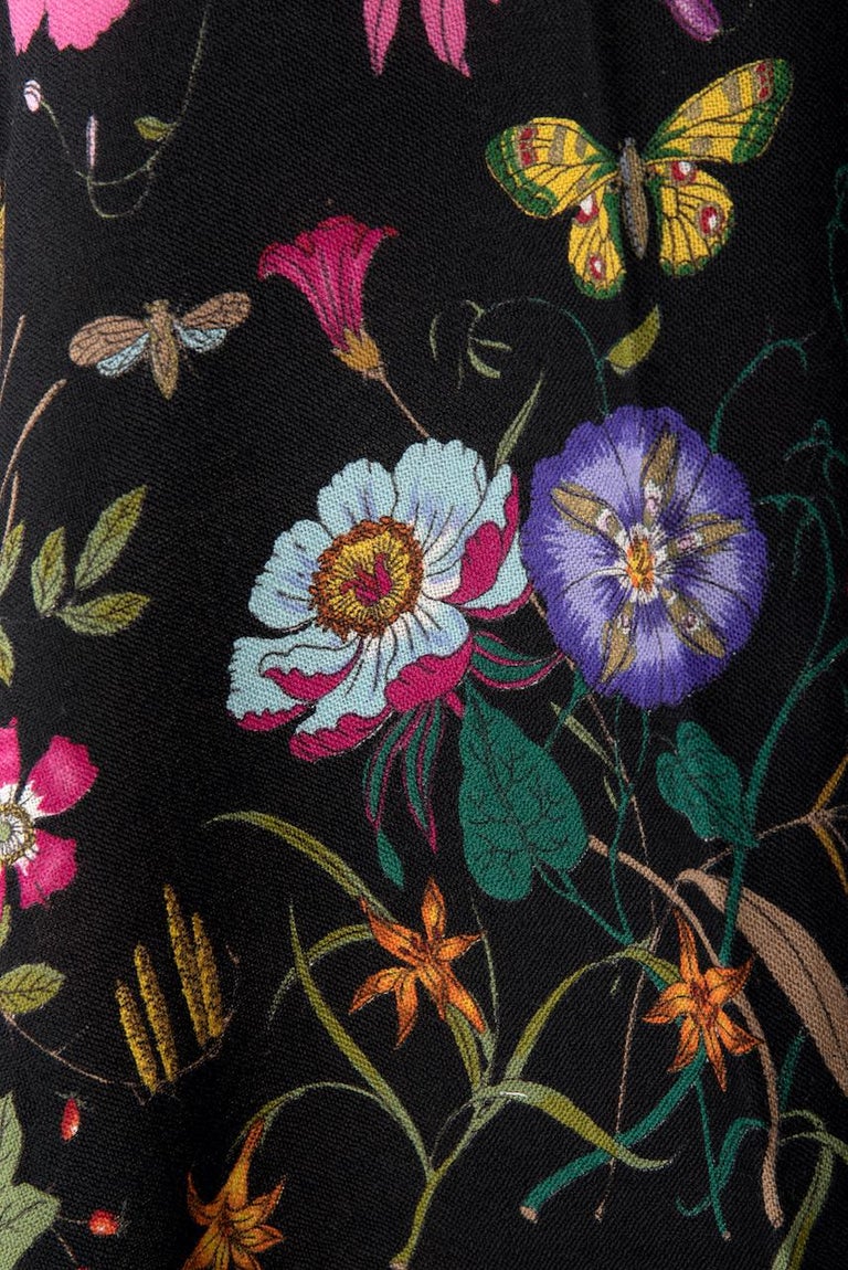 GUCCI Flora Vittorio Accornero Huge Multi Colored Floral Print Black ...