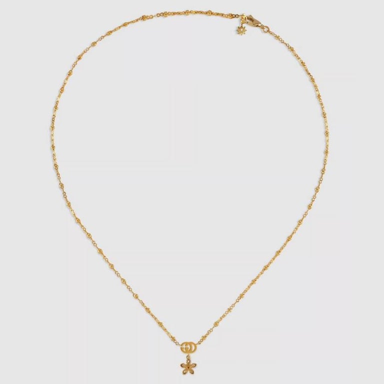 Gucci Flora Yellow Gold Necklace with Diamonds YBB581842002 For Sale at ...