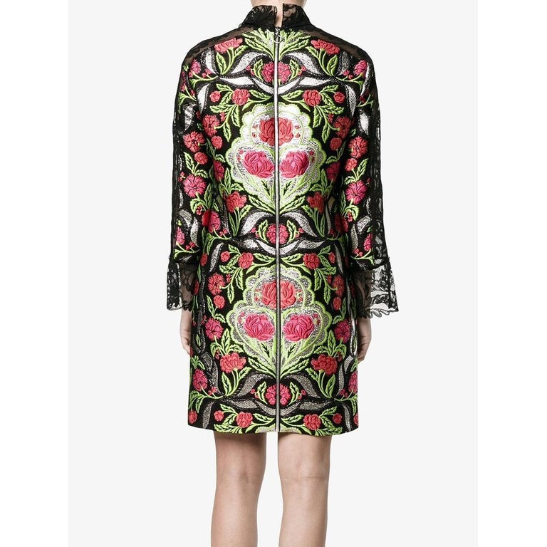 GUCCI Floral Brocade and Lace Dress IT40 US 2-4 at 1stDibs