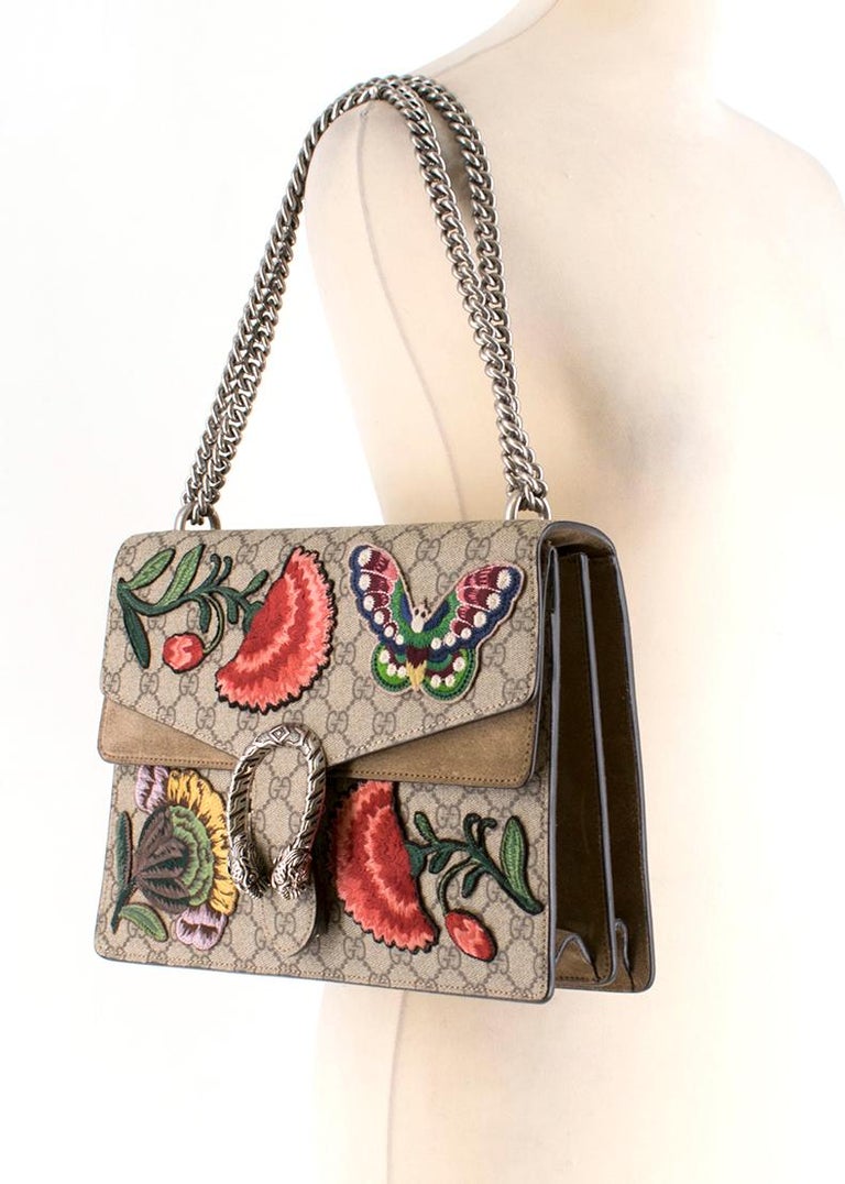 Gucci Floral Embroidered Medium Supreme Dionysus Bag at 1stDibs