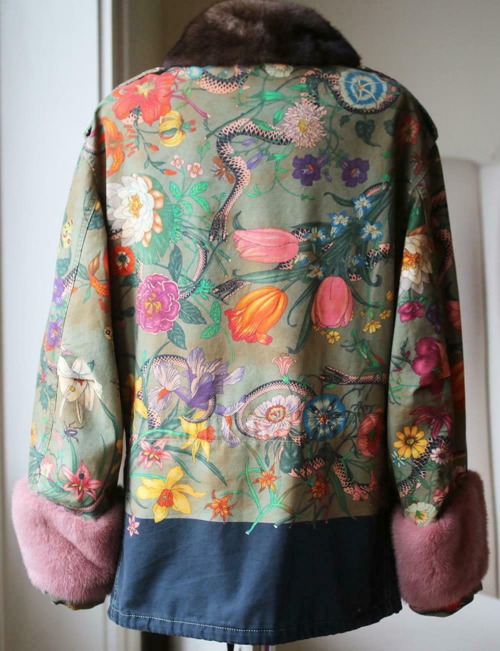 Gucci Floral-Print Mink-Trimmed Canvas Jacket at 1stDibs | gucci floral ...