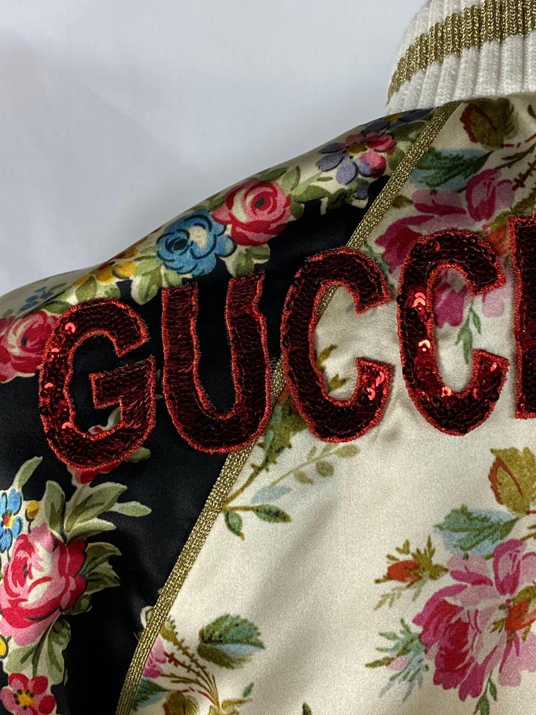Gucci Floral Silk Bomber Jacket Size 40 at 1stDibs
