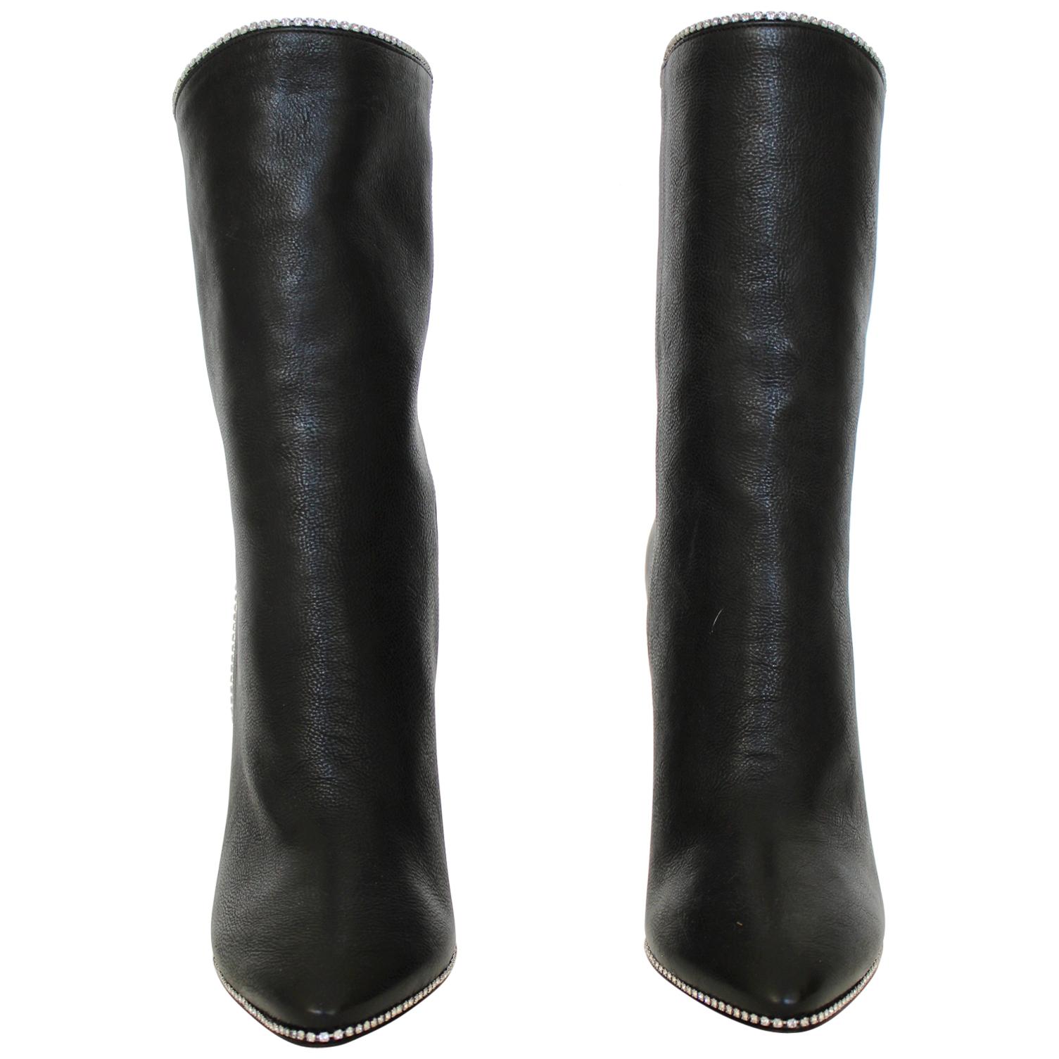 GUCCI Fosca Crystal Embellished Pointy Toe Boot In Black For Sale at ...