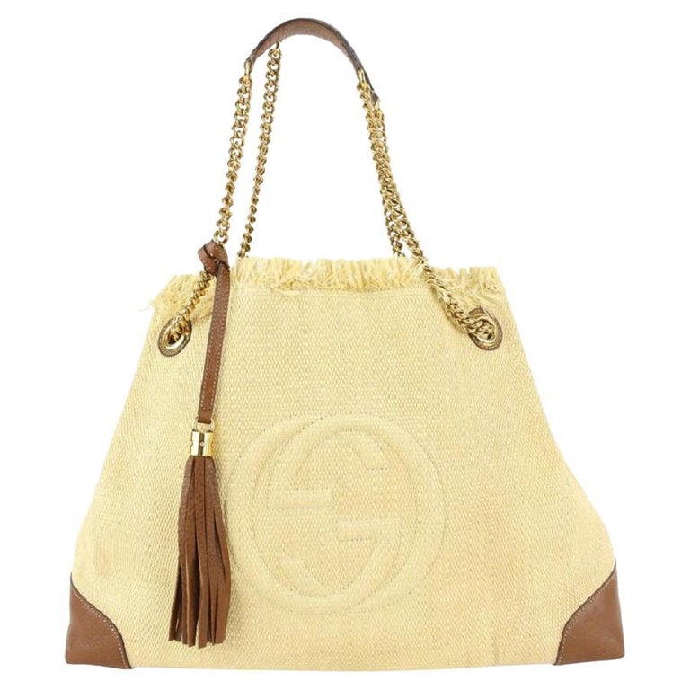 Gucci Fringe Tassel Raffia Soho Chain Tote 916gk97 at 1stDibs