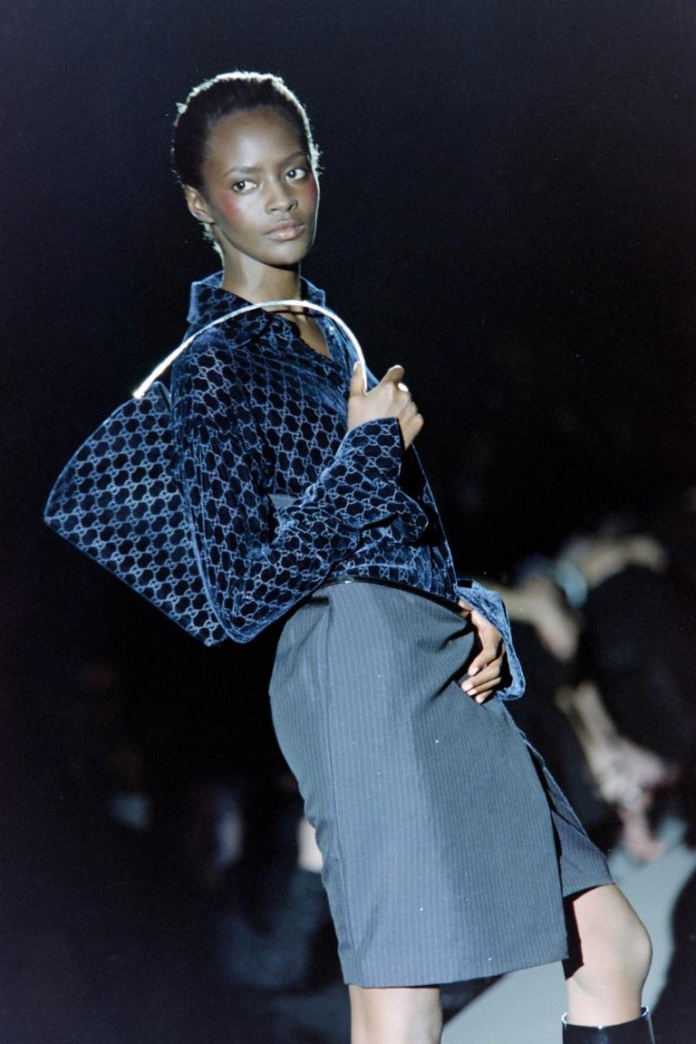 Collector GUCCI FW 1997 Runway velvet semi sheer monogram shirt For ...
