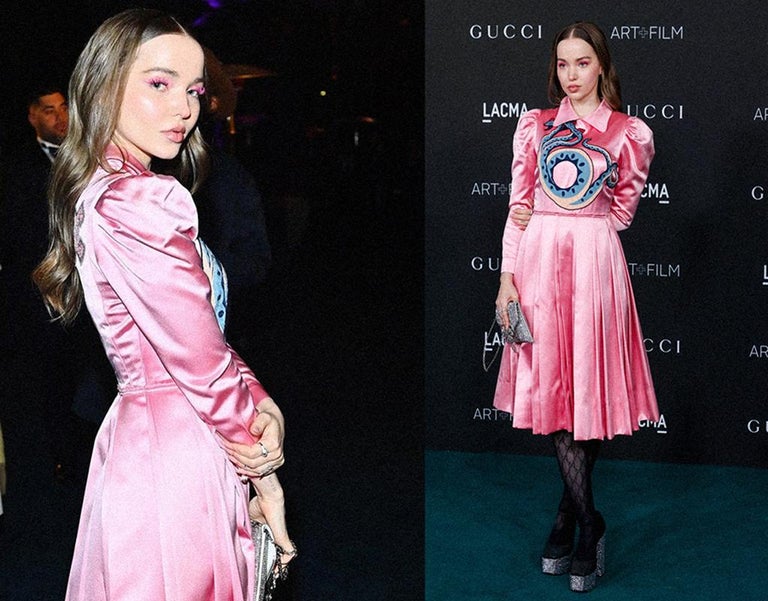 GUCCI FW 2016 Silk Dress Snake Embroidery ACDC Runway Rare Pink For ...