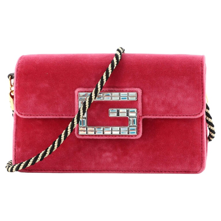 Gucci G Broadway Shoulder Bag Velvet with Crystals Small For Sale at ...